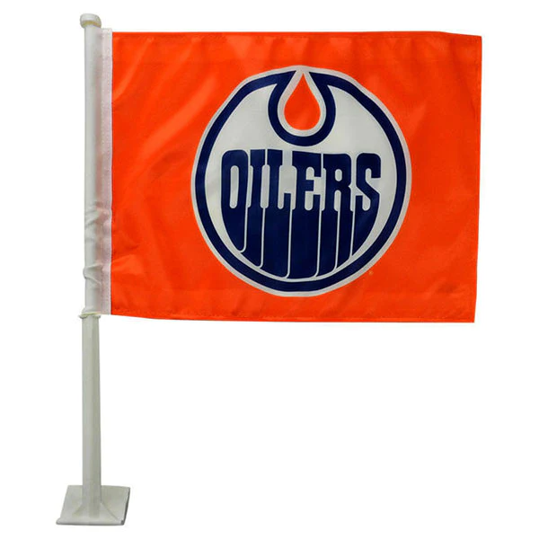 Edmonton Oilers Double Sided Orange Car Flag - Sports Closet