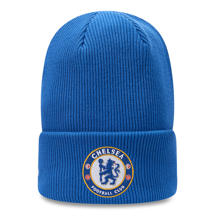 Chelsea New Era Blue Vertical Wordmark Cuffed Knit Hat - Sports Closet