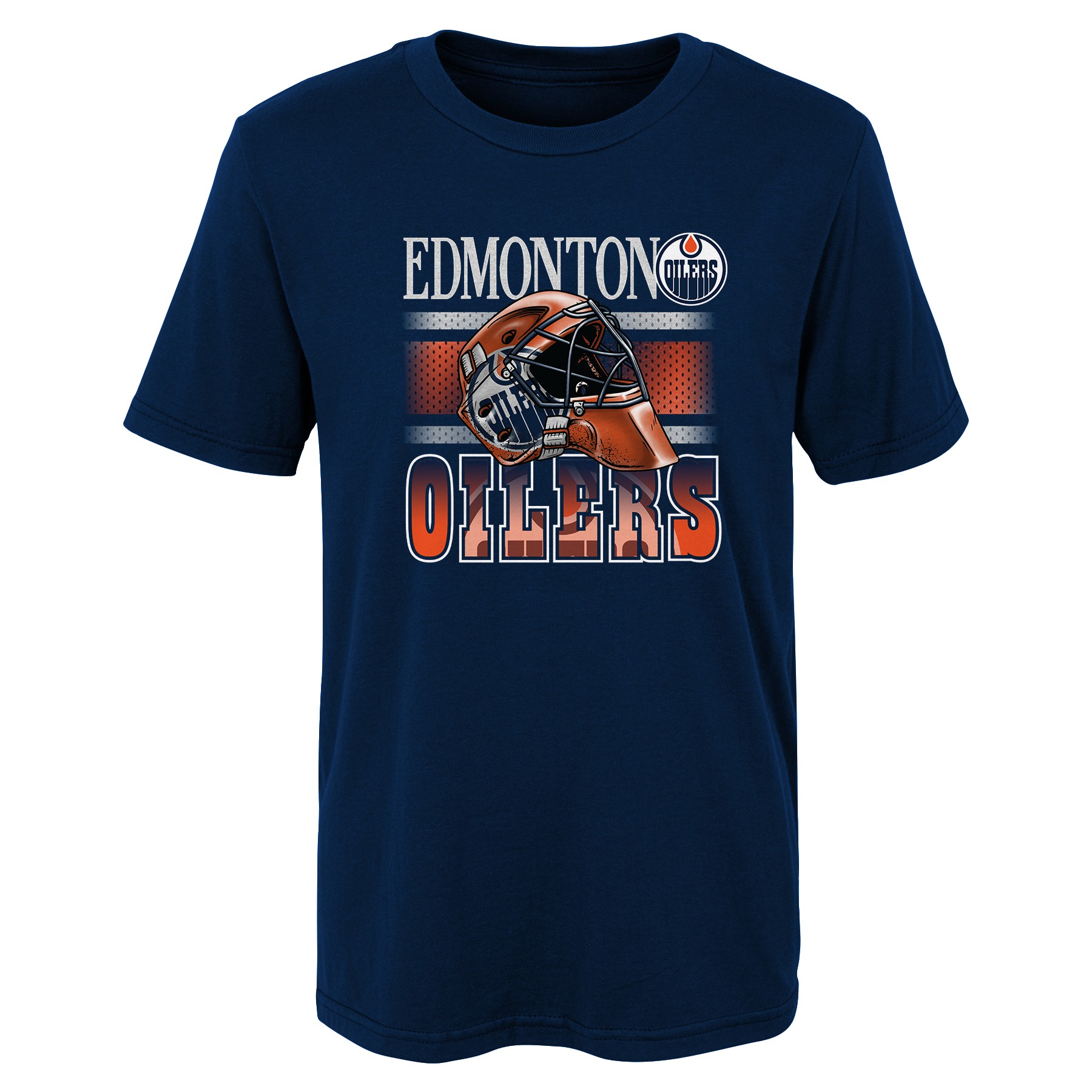 Child Edmonton Oilers Helmet Head Navy T-Shirt - Sports Closet