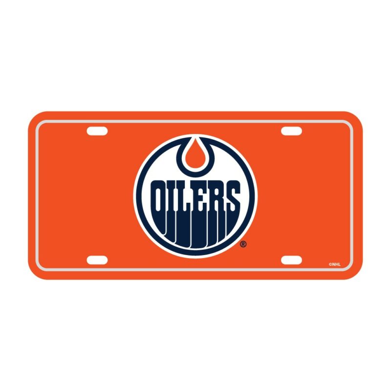 Edmonton Oilers Plastic Primary Logo Front License Plate - Sports Closet