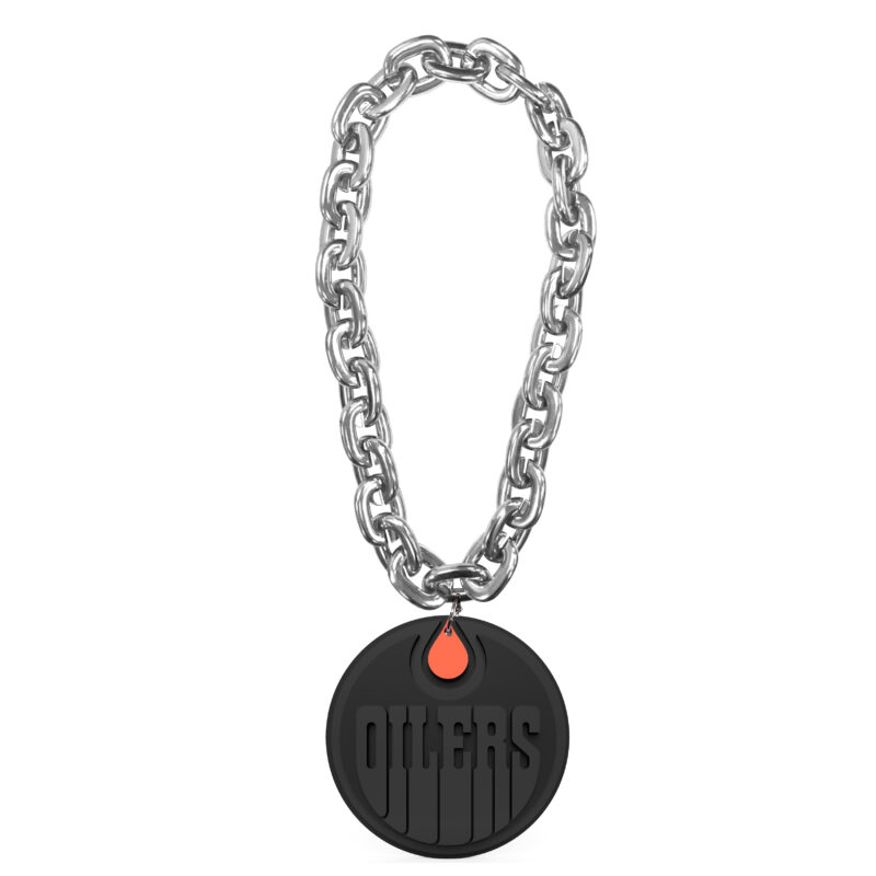 Edmonton Oilers Pop Shadow Logo Silver Fan Chain Necklace - Sports Closet