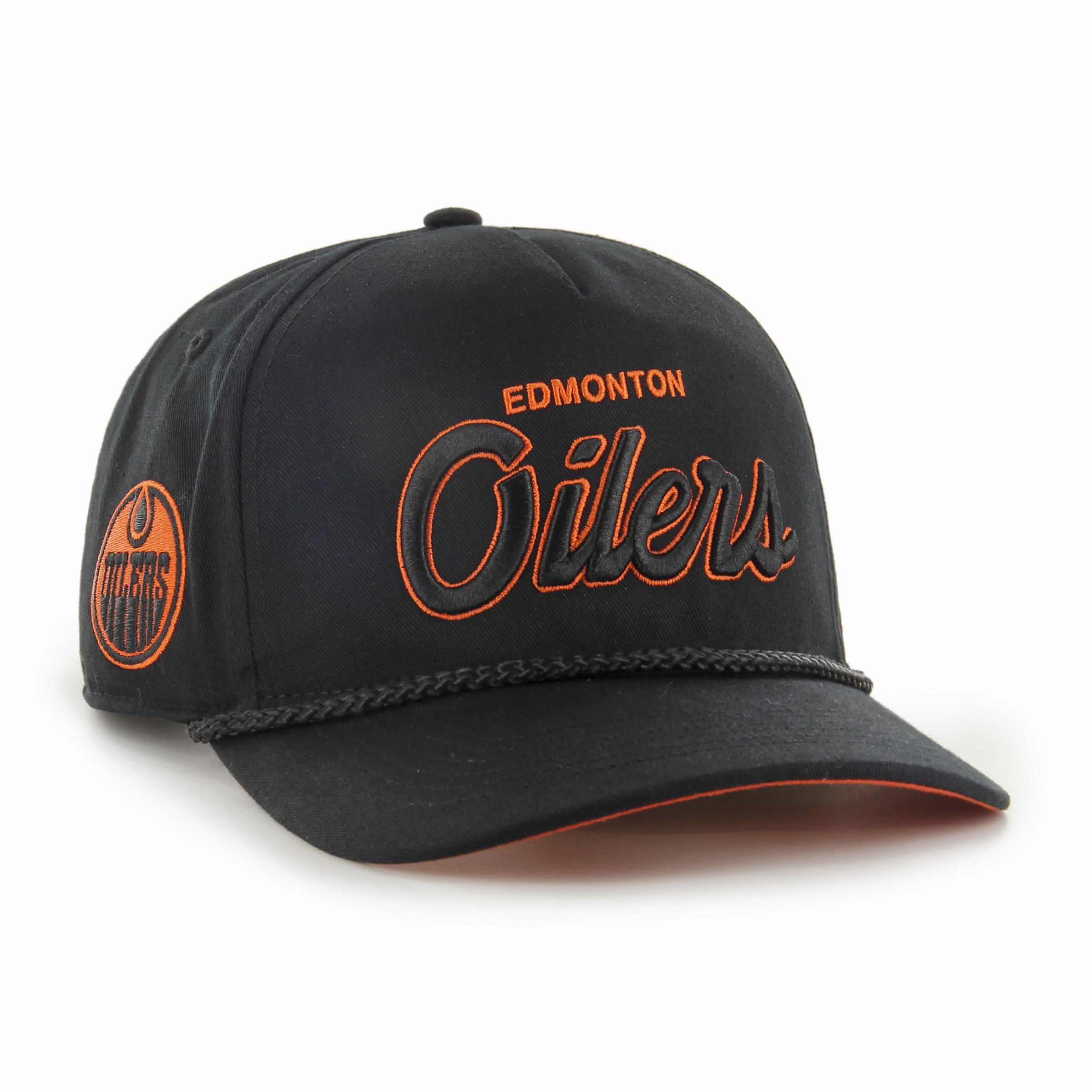 Edmonton Oilers '47 Brand Black Crosstown Script Hitch - Adjustable Hat ...