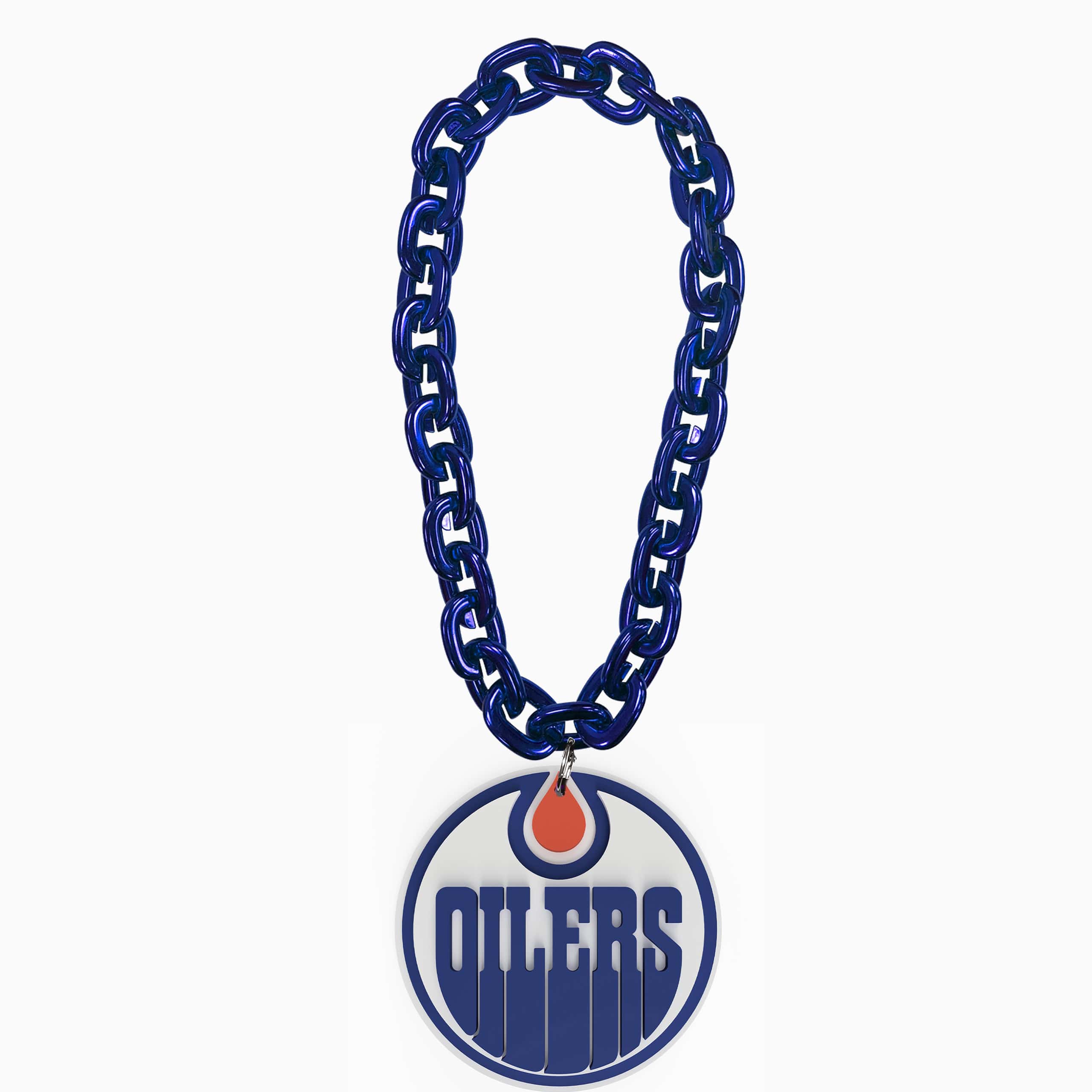 Edmonton Oilers Primary Logo Royal Fan Chain Necklace - Sports Closet