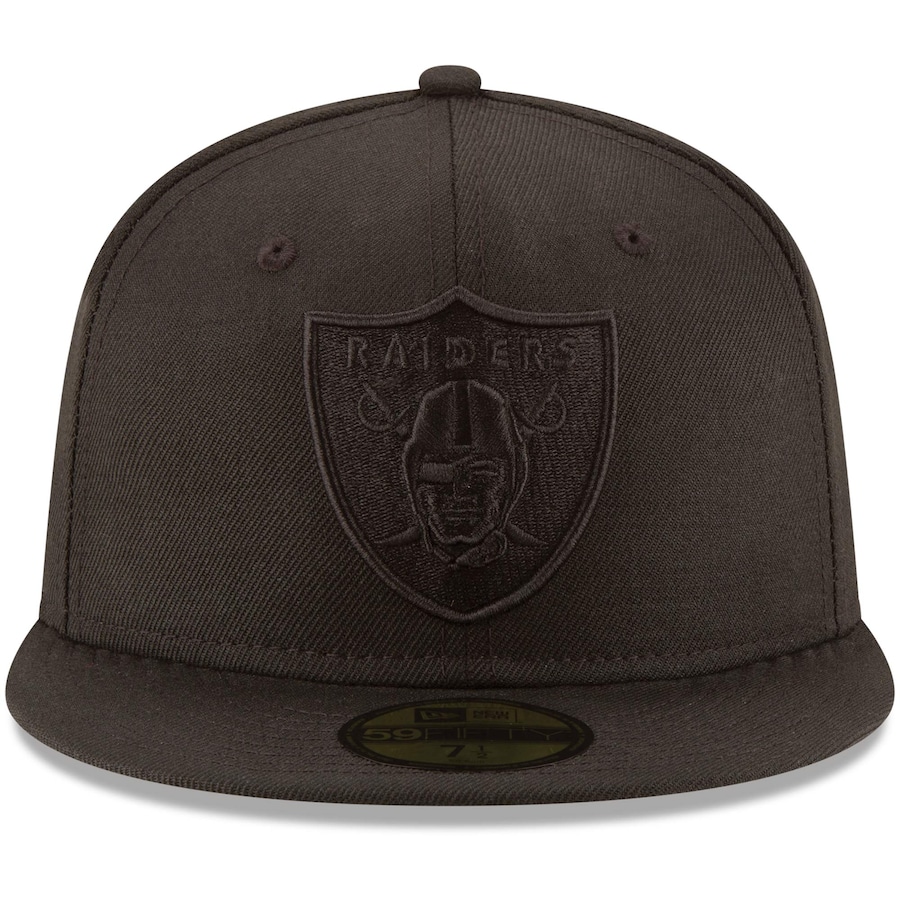Las Vegas Raiders New Era Team Basic Black on Black 59FIFTY Fitted Hat ...