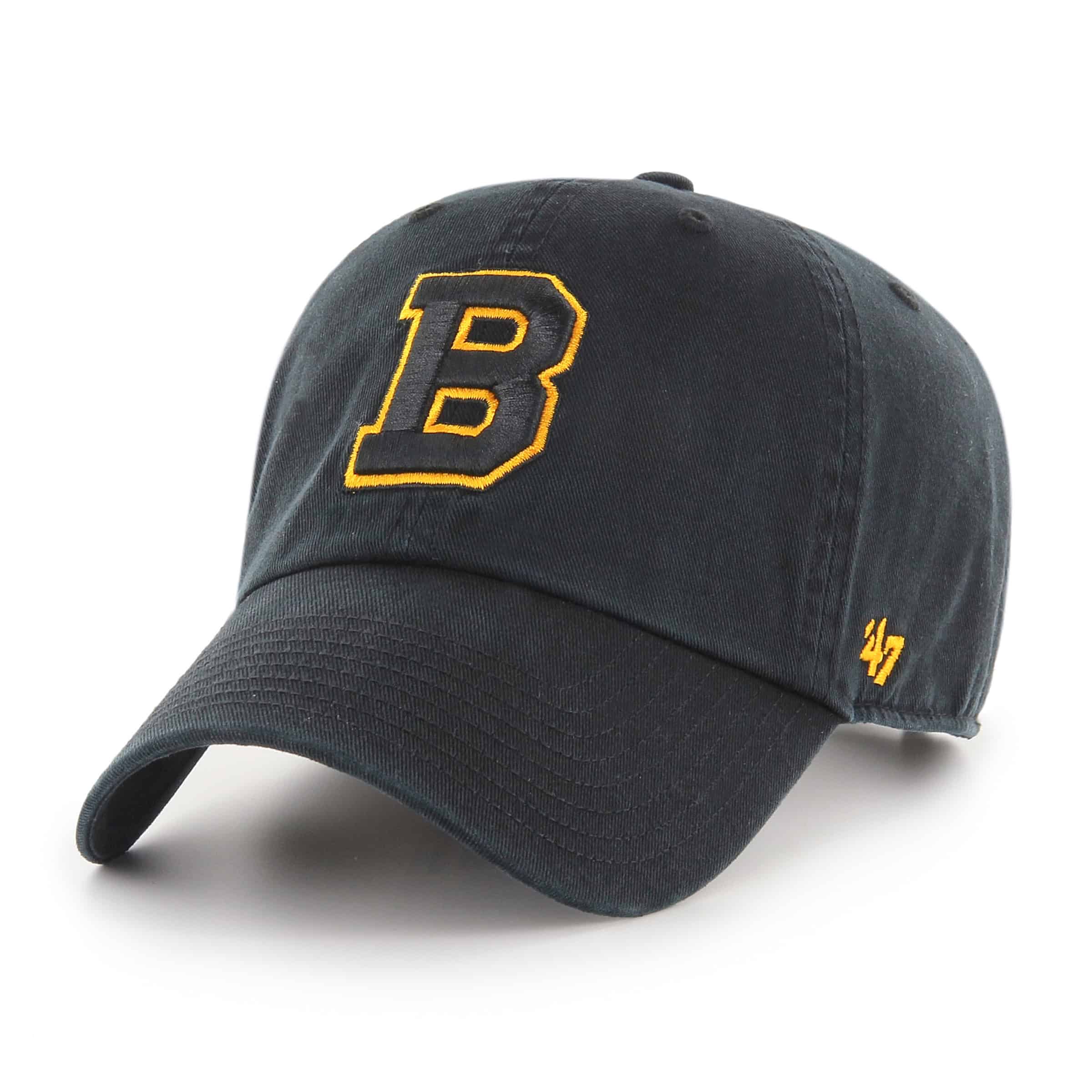 Boston Bruins '47 Brand Black Vintage Logo Clean Up Adjustable Hat ...