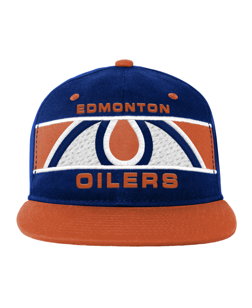 Kids Edmonton Oilers Bar Deadstock Snapback Hat - Blue - Sports Closet