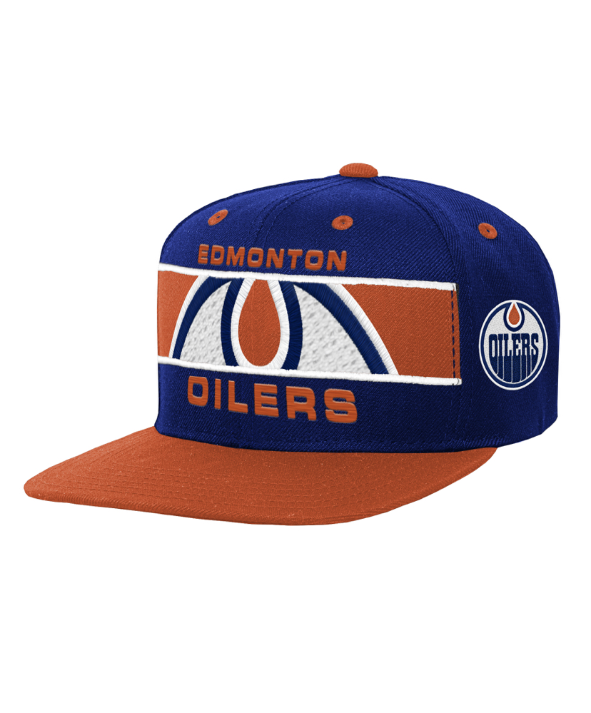Kids Edmonton Oilers Bar Deadstock Snapback Hat - Blue - Sports Closet