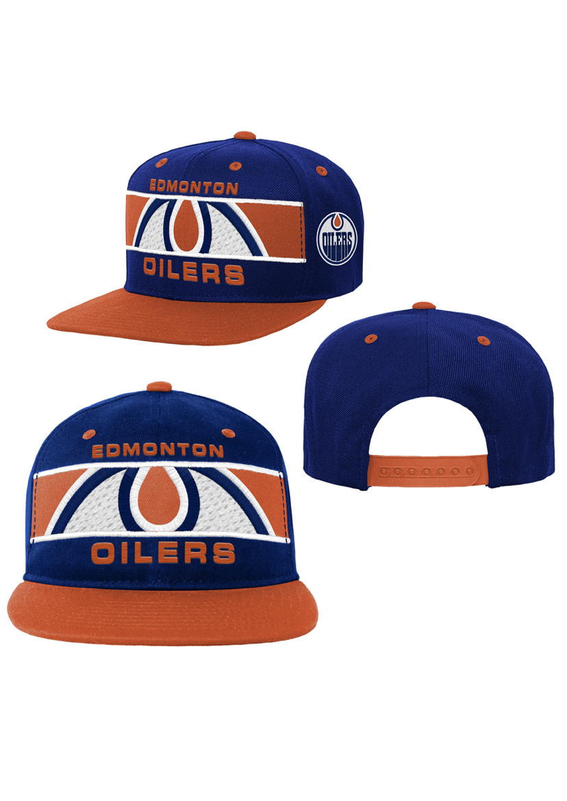 Kids Edmonton Oilers Bar Deadstock Snapback Hat - Blue - Sports Closet