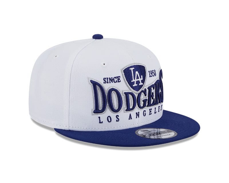 Los Angeles Dodgers New Era Crest E1 9FIFTY Snapback Hat - White/Royal ...