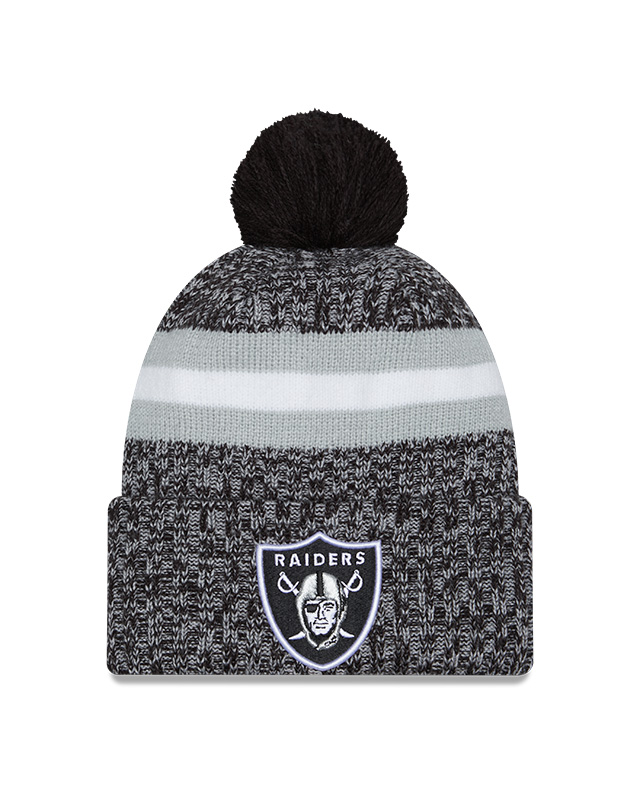 Las Vegas Raiders New Era 2023 Sideline Official Sport Cuffed Pom Knit ...
