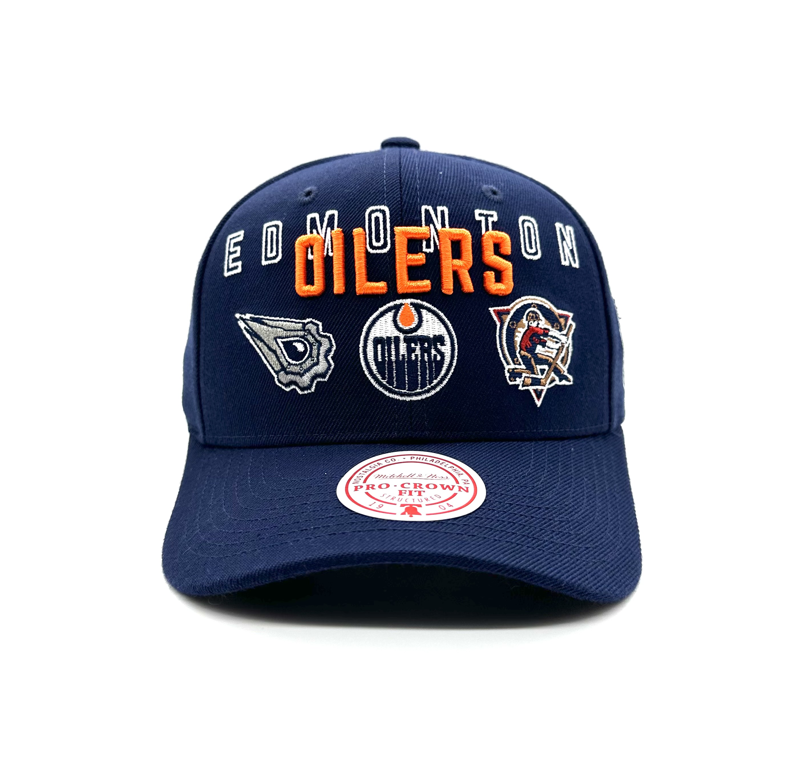 Edmonton Oilers Mitchell & Ness Tokens Curved Snapback Hat - Navy ...
