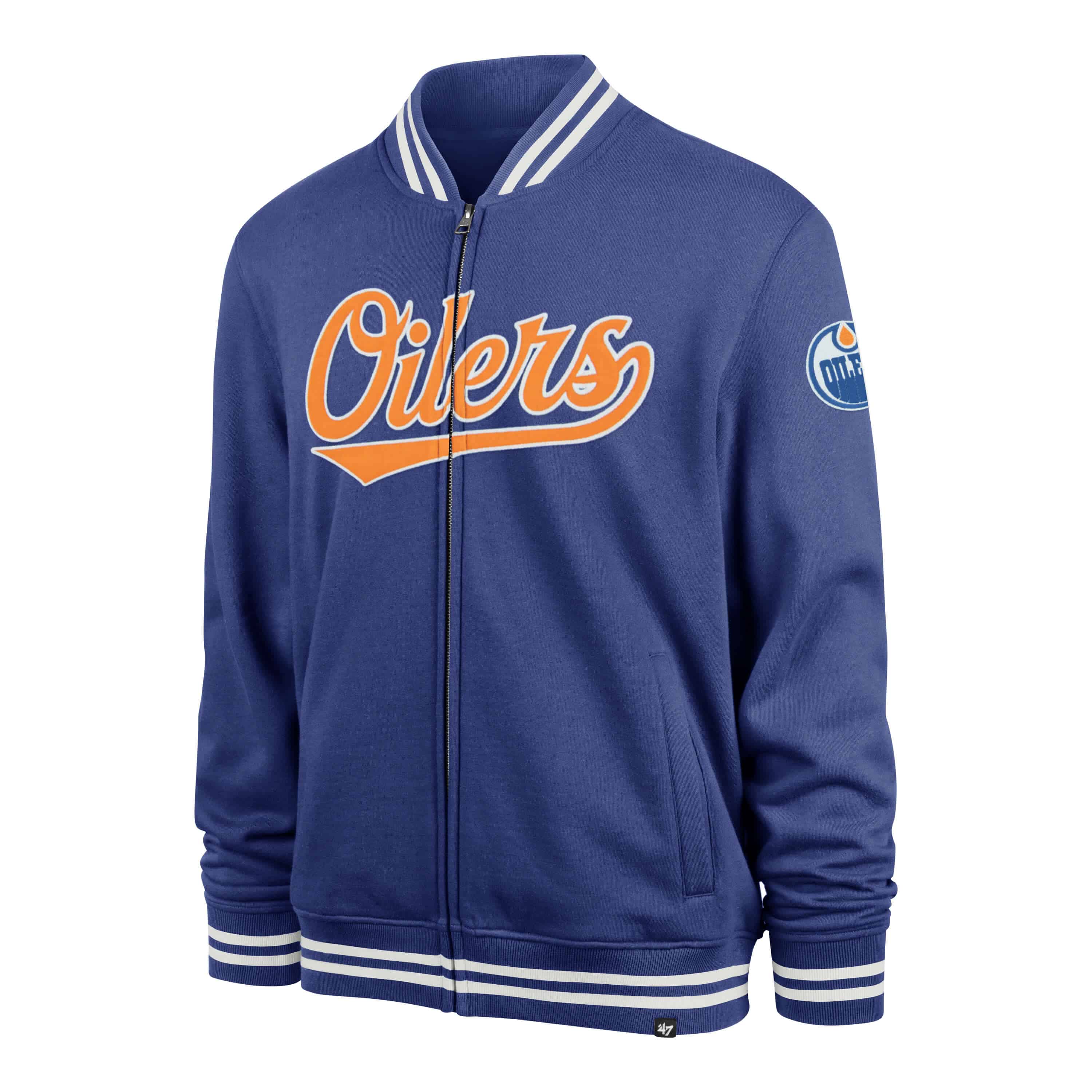 Men's Edmonton Oilers '47 Brand Wax Pack Pro Camden Track Jacket ...
