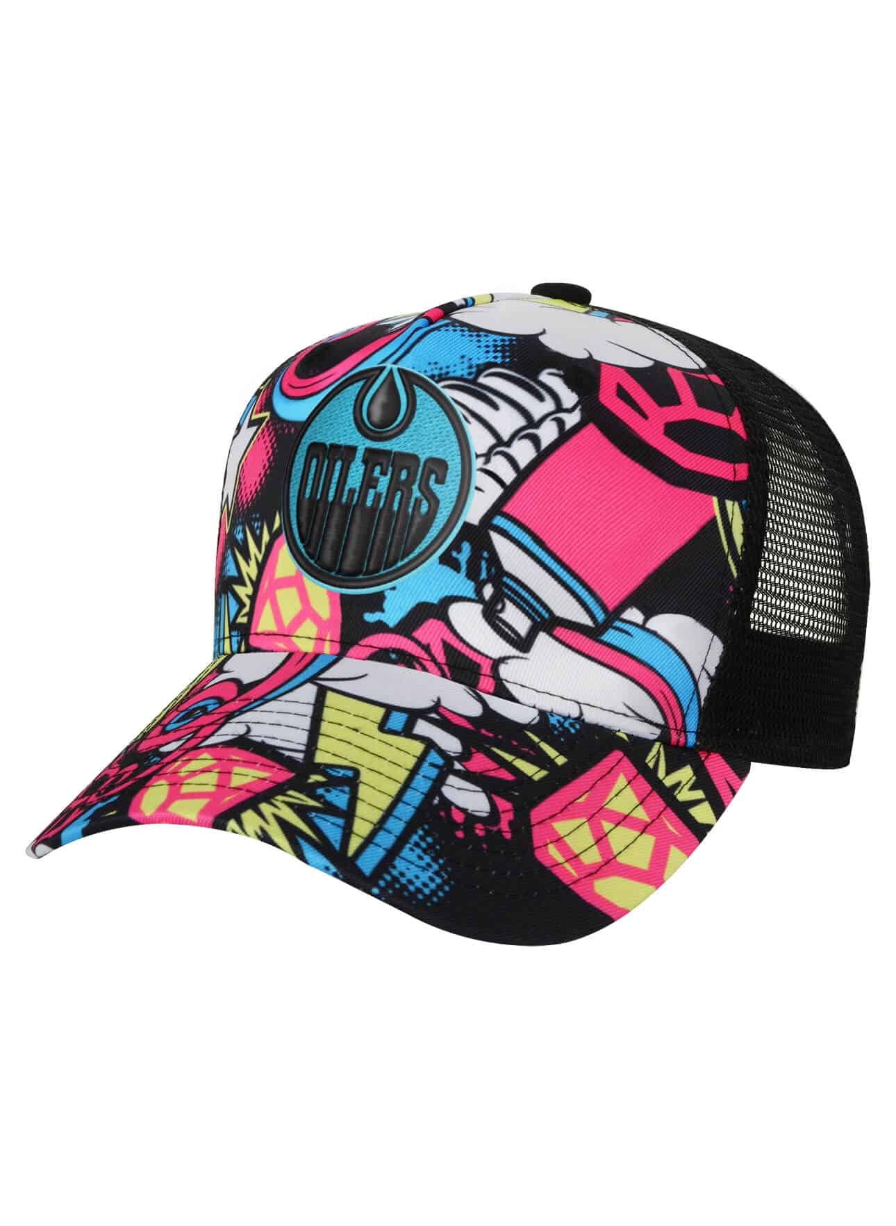 Youth Edmonton Oilers Pop Art Trucker Snapback Hat - Sports Closet