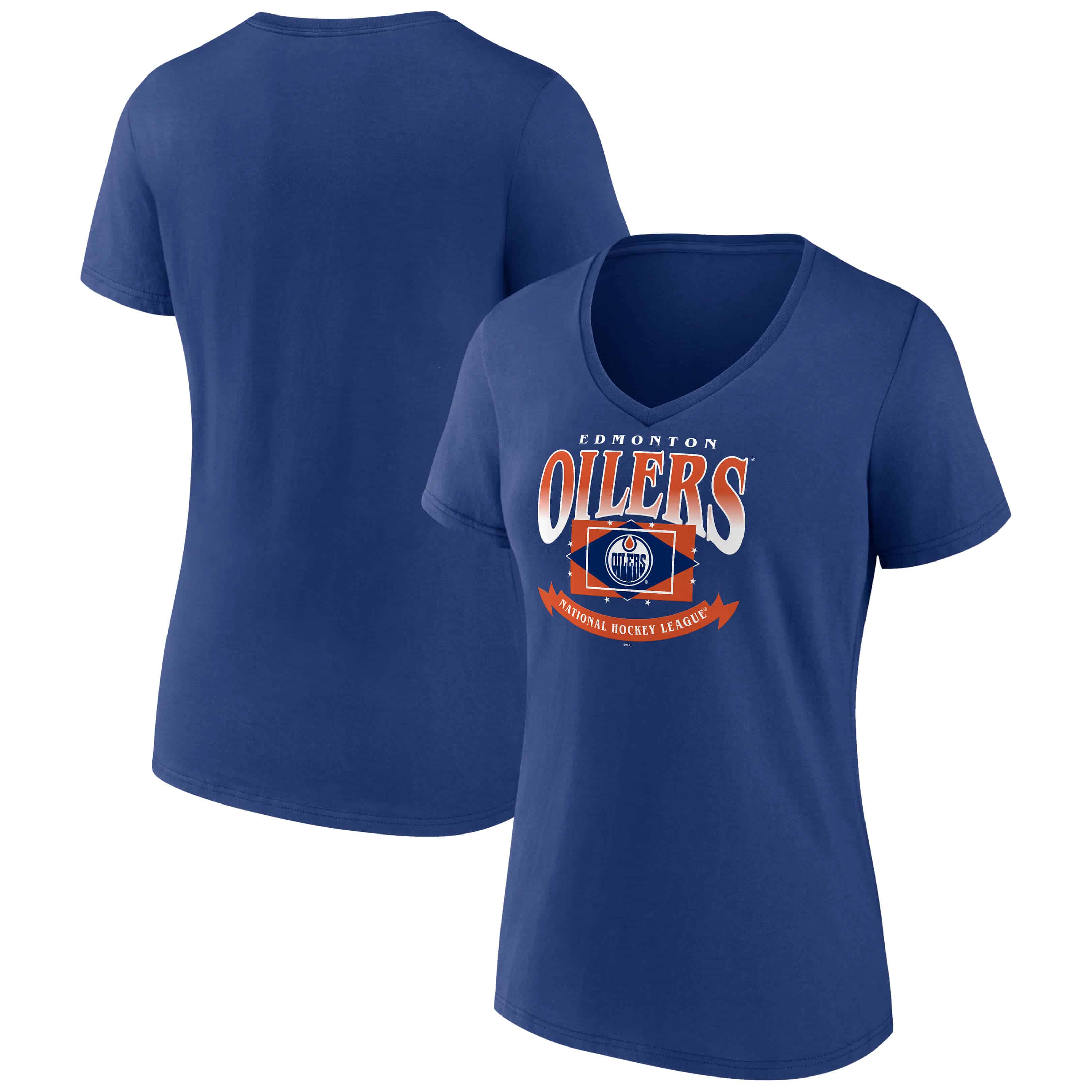 Women's Edmonton Oilers Fanatics Slapshot T-Shirt - Royal - Sports Closet