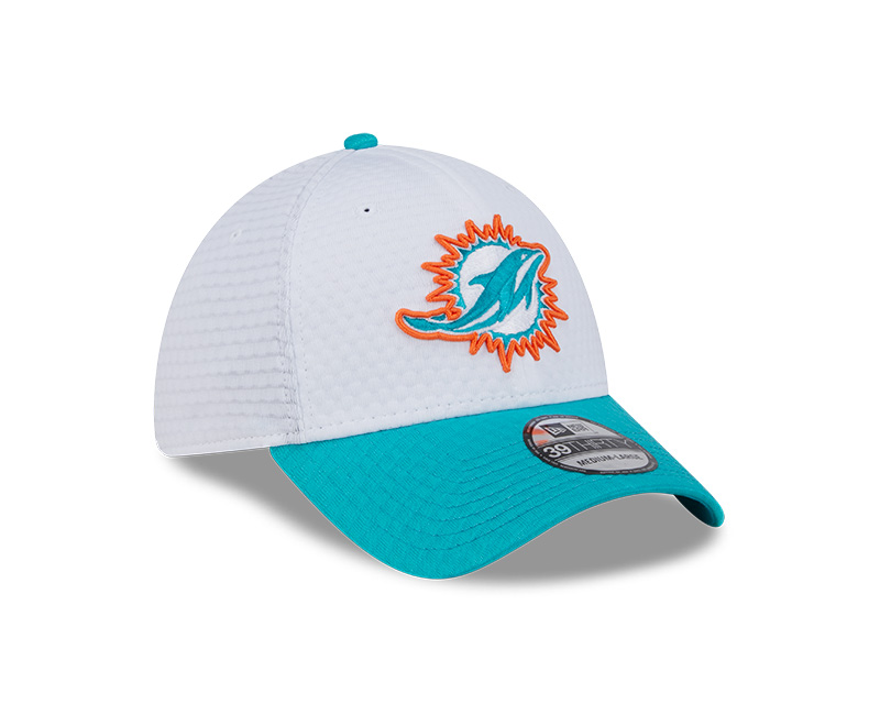 Miami Dolphins New Era 2024 Official NFL Training Camp 39THIRTY Flex Hat - White/Aqua - Sports ...