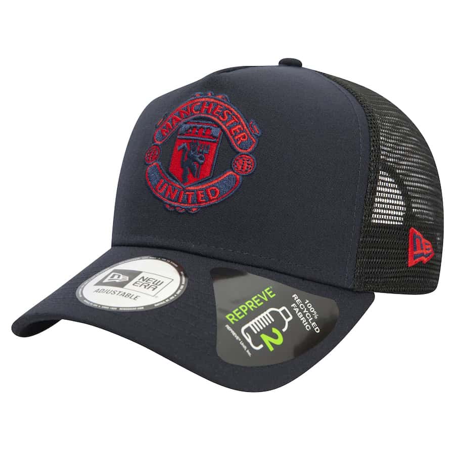 Manchester United New Era 9FORTY A-Frame Trucker Adjustable Hat - Navy ...