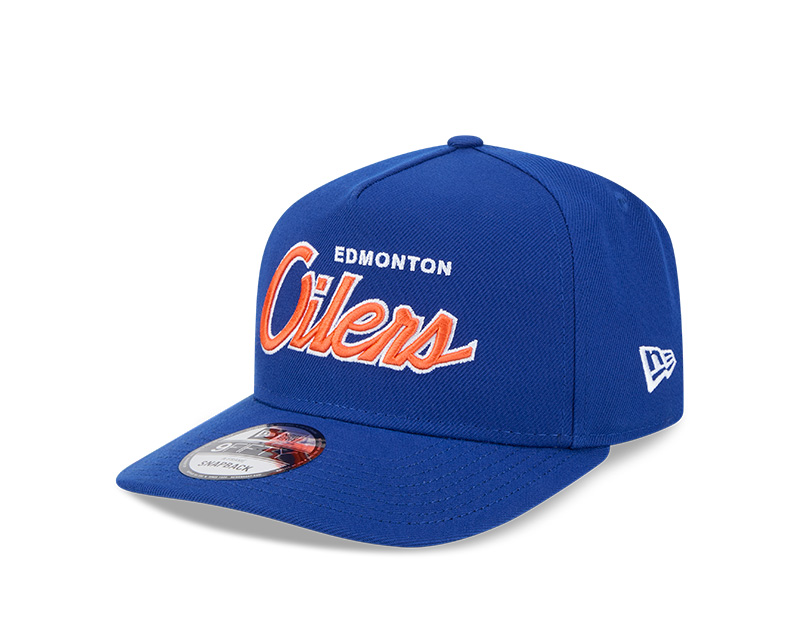 Edmonton Oilers New Era Script 9FIFTY A-Frame Snapback Adjustable Hat ...