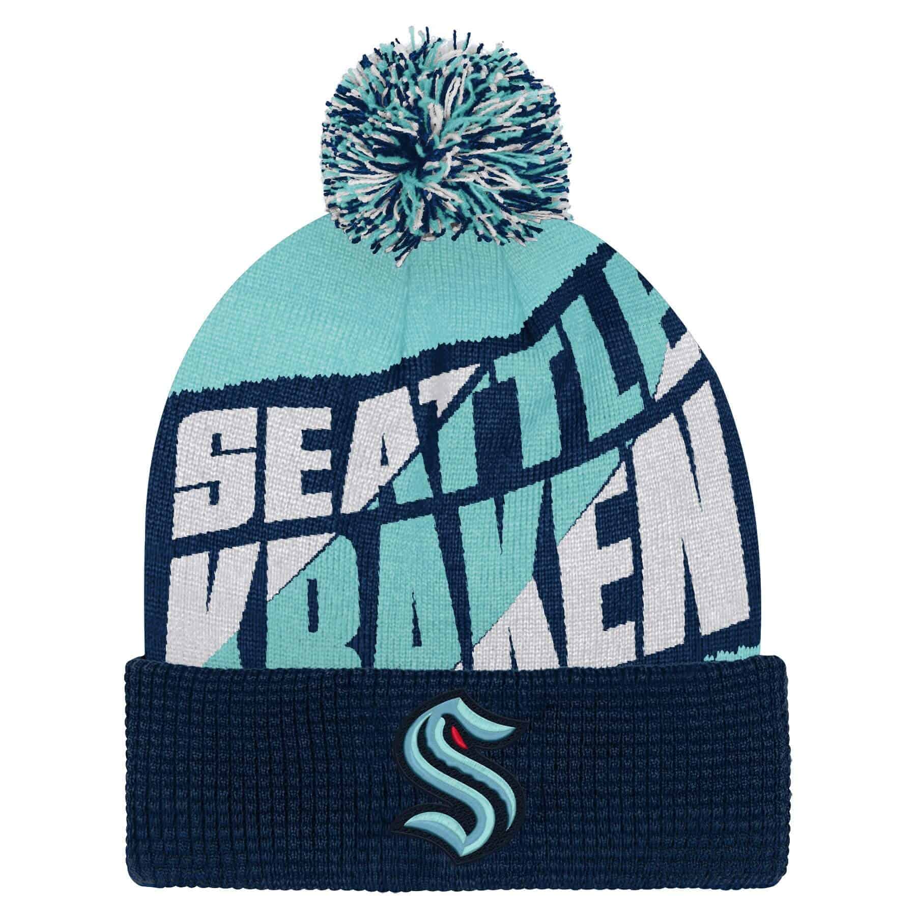 Youth Seattle Kraken Propel Cuffed Knit with Pom - Sports Closet
