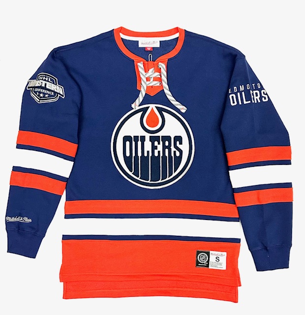 Edmonton Oilers Mitchell & Ness Heritage Lacer Crewneck - Sports Closet