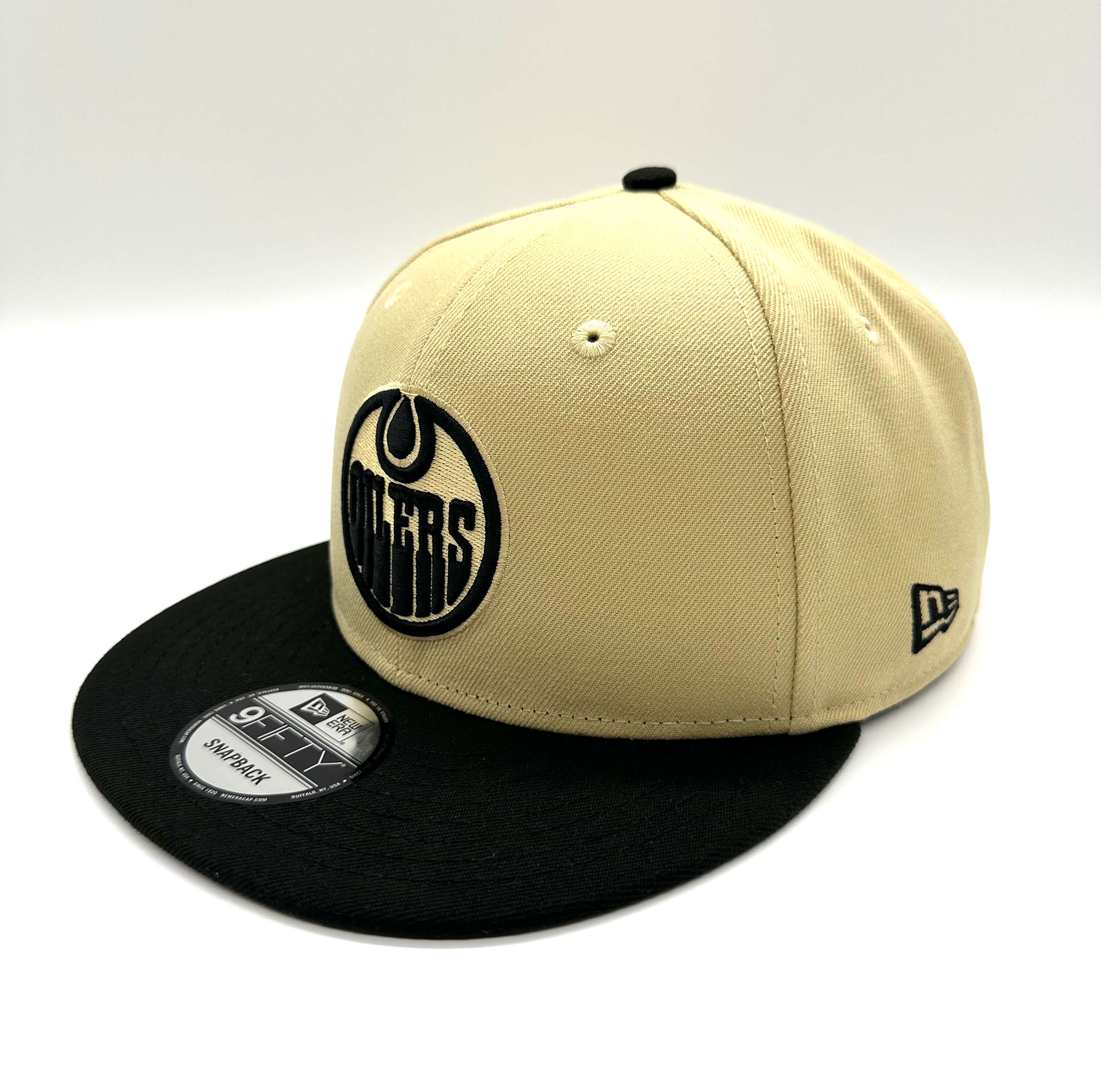 Edmonton Oilers New Era Black Sand 9FIFTY Snapback Hat - Cream/Black ...