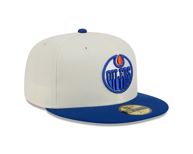 Edmonton Oilers New Era Chrome Two-Tone 59FIFTY Fitted Hat - Cream ...