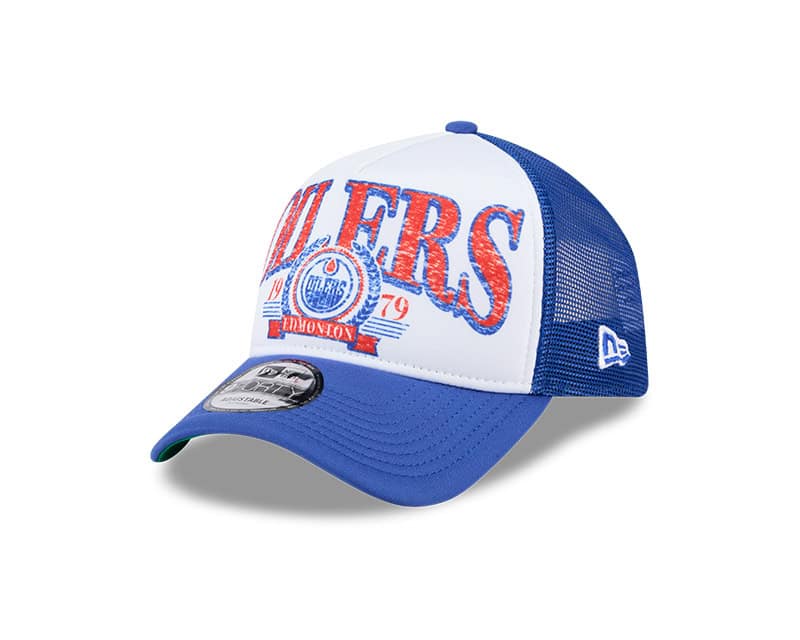 Edmonton Oilers New Era Distressed 9FORTY A-Frame Trucker Adjustable ...