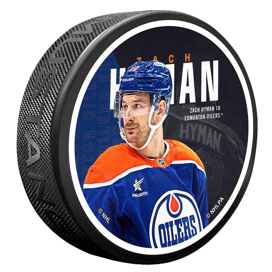 Zach Hyman Edmonton Oilers Textured Centerfold Puck - Sports Closet