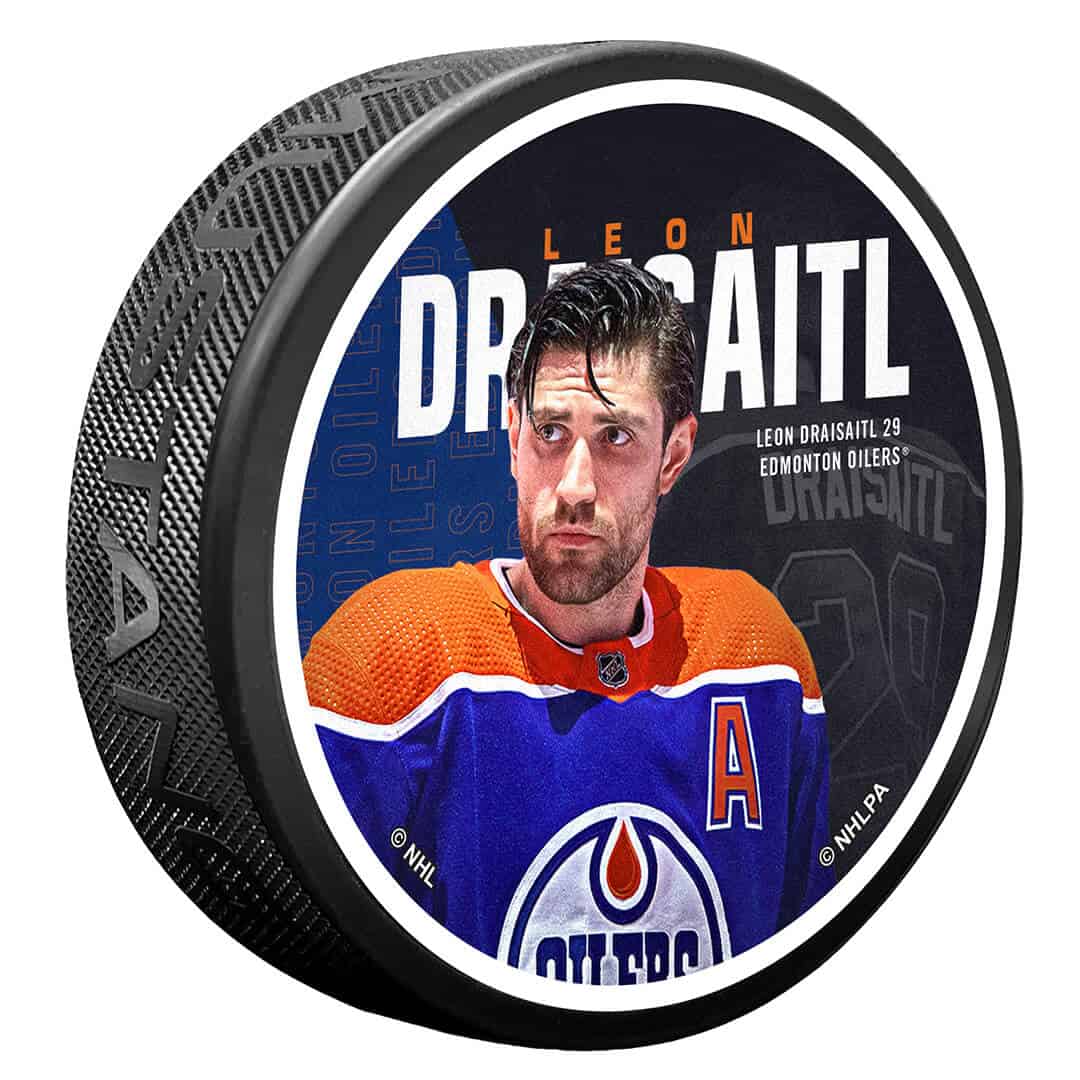 Leon Draisaitl Edmonton Oilers Textured Centerfold Puck - Sports Closet
