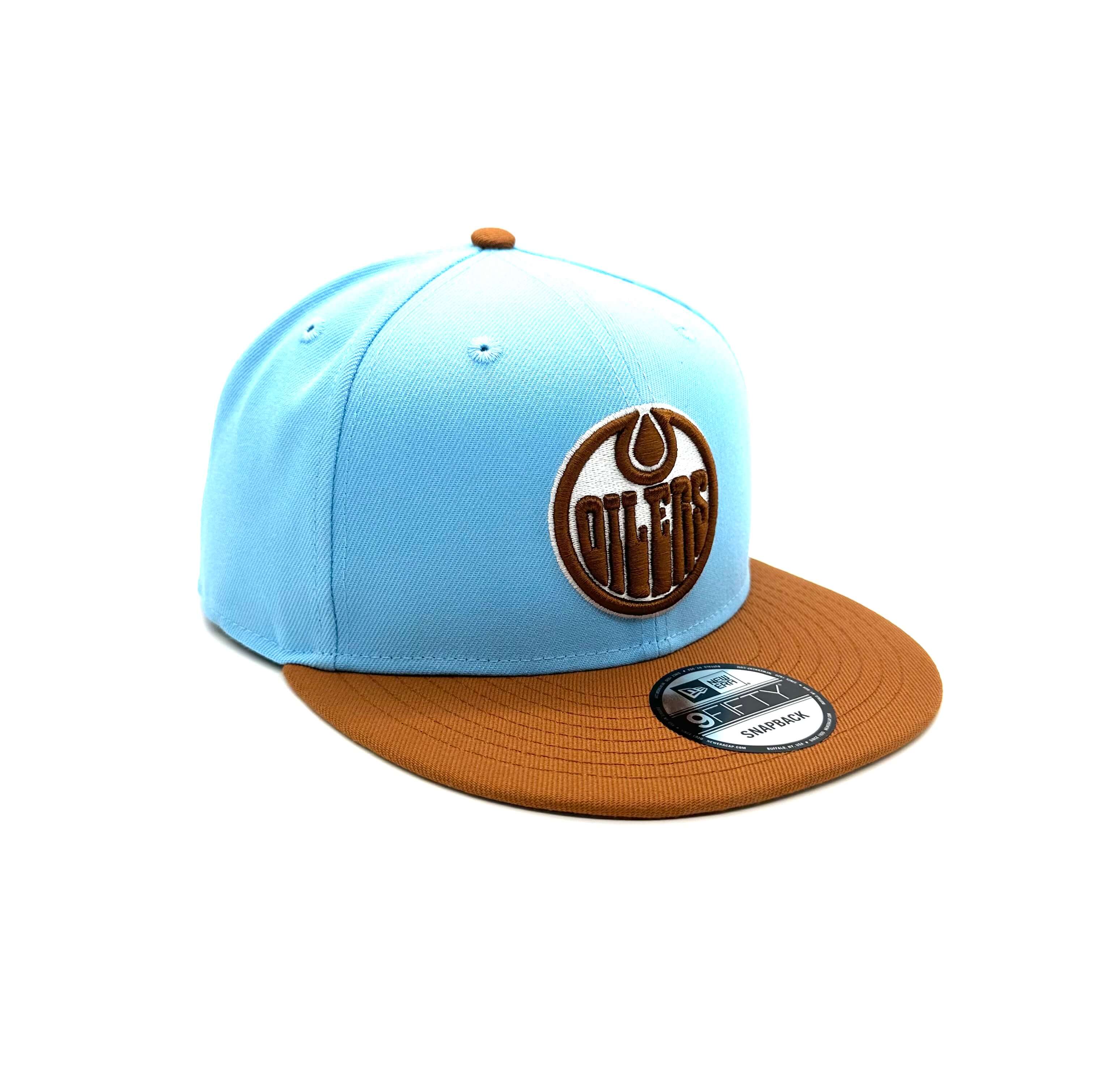 Edmonton Oilers New Era Blue Earth 9FIFTY Snapback Hat - Sky/Brown ...
