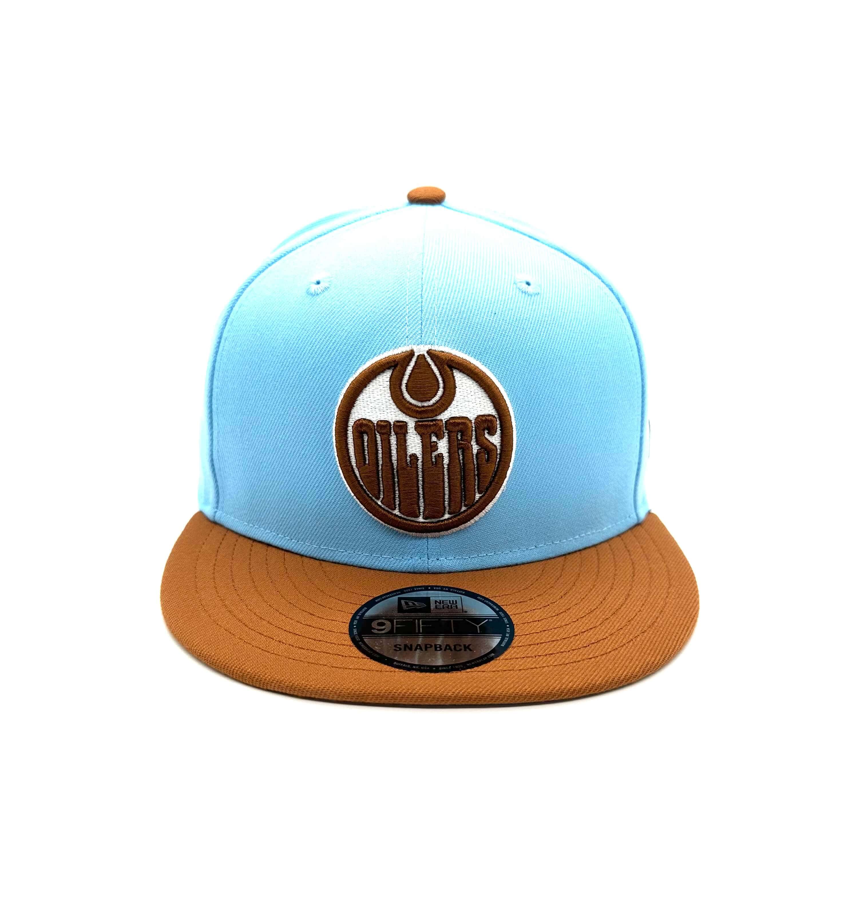 Edmonton Oilers New Era Blue Earth 9FIFTY Snapback Hat - Sky/Brown ...