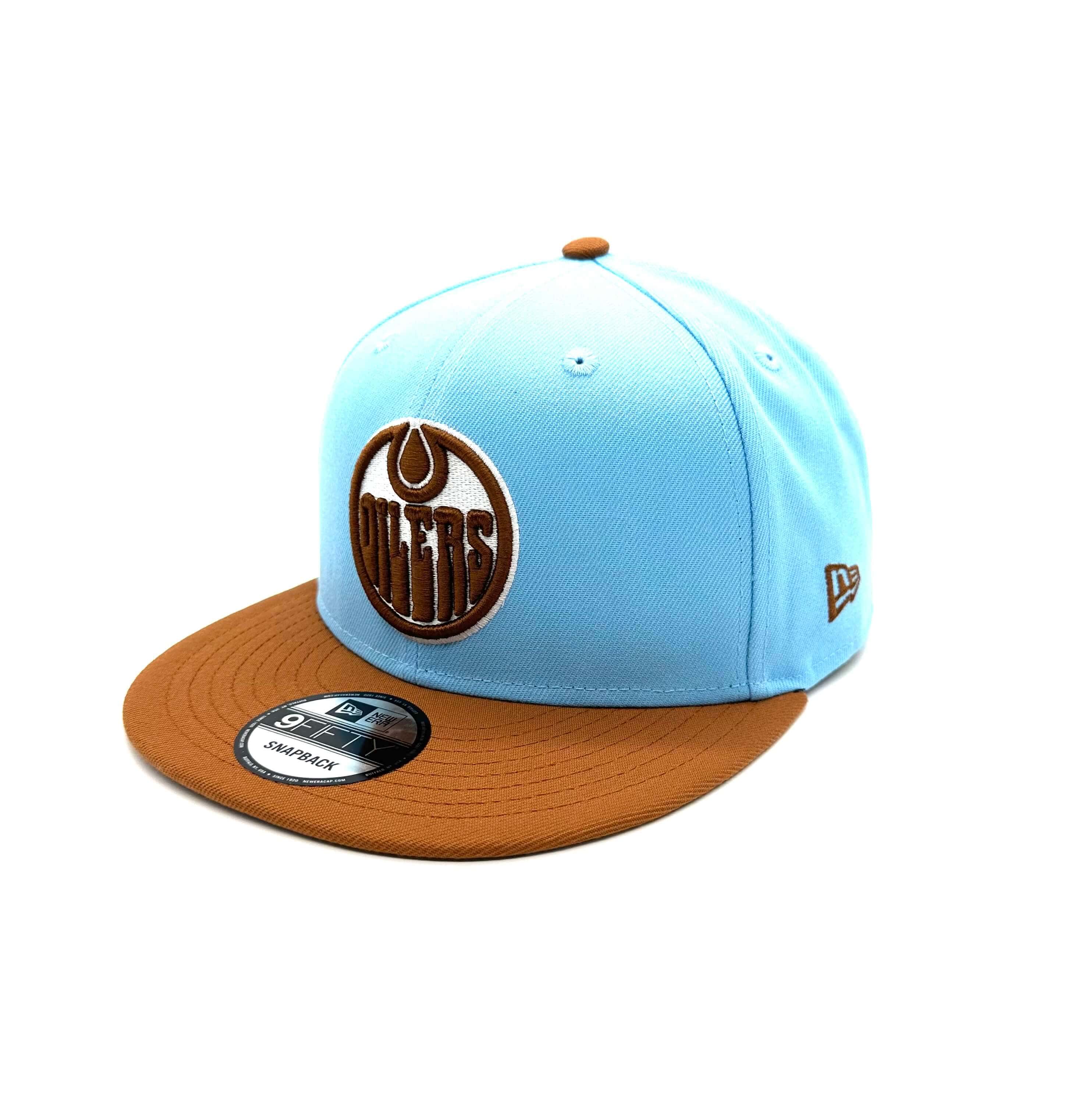 Edmonton Oilers New Era Blue Earth 9FIFTY Snapback Hat - Sky/Brown ...