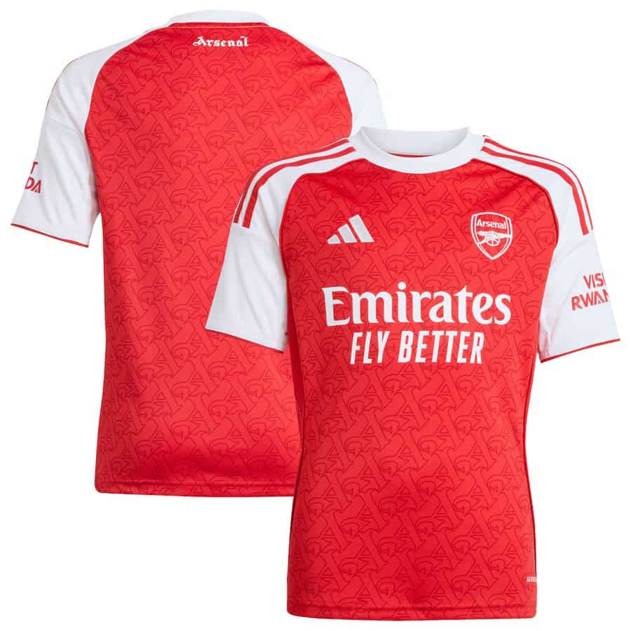 Youth Arsenal Adidas 2025/26 Home Replica Jersey - Red - Sports Closet