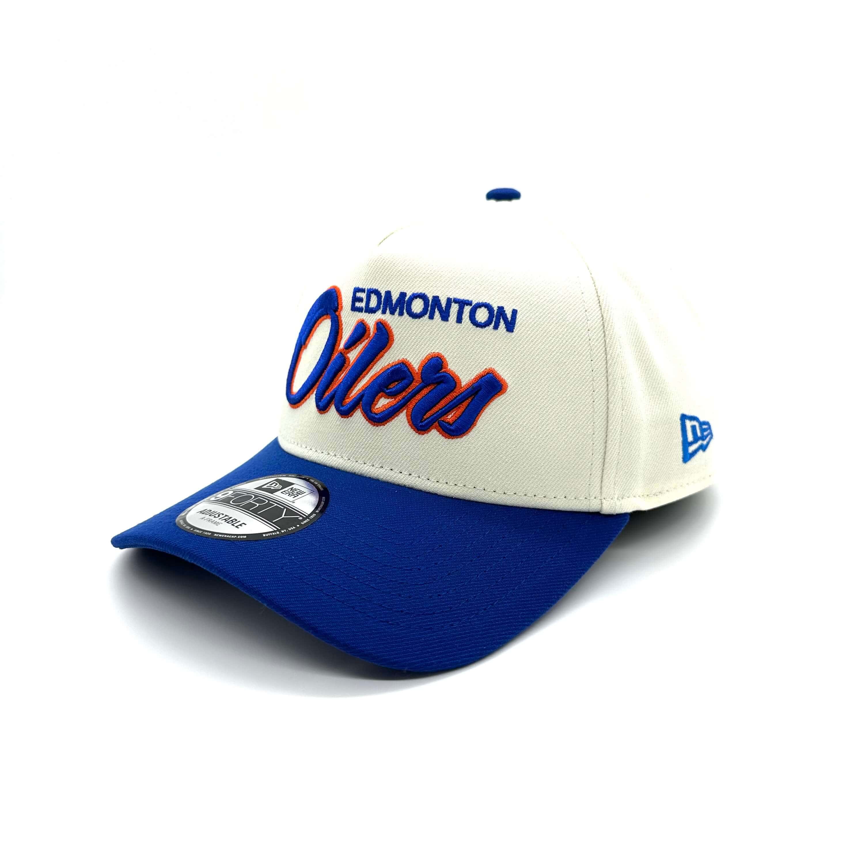 Edmonton Oilers New Era Script 9FORTY A-Frame Snapback Adjustable Hat ...
