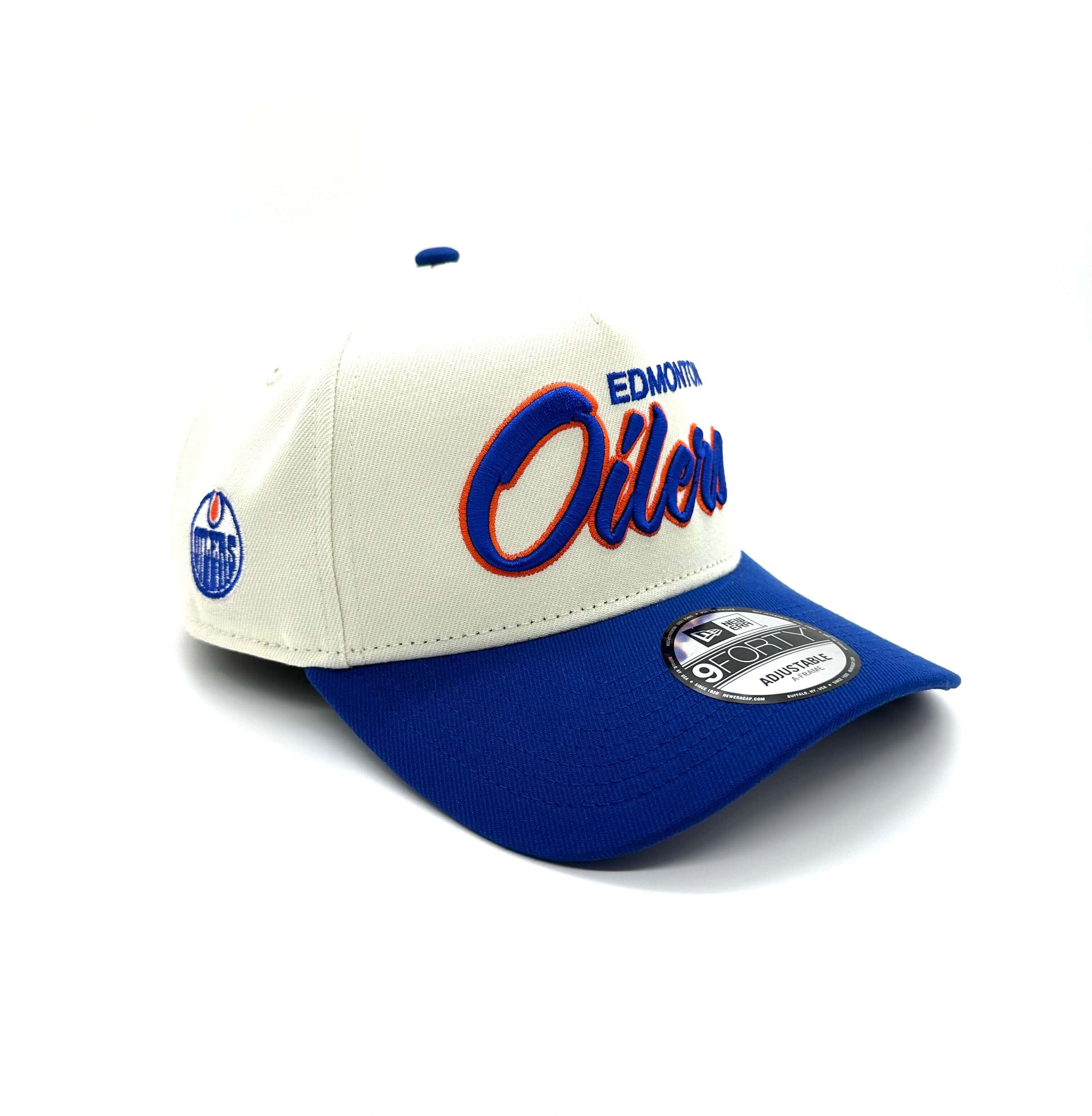 Edmonton Oilers New Era Script 9FORTY A-Frame Snapback Adjustable Hat ...
