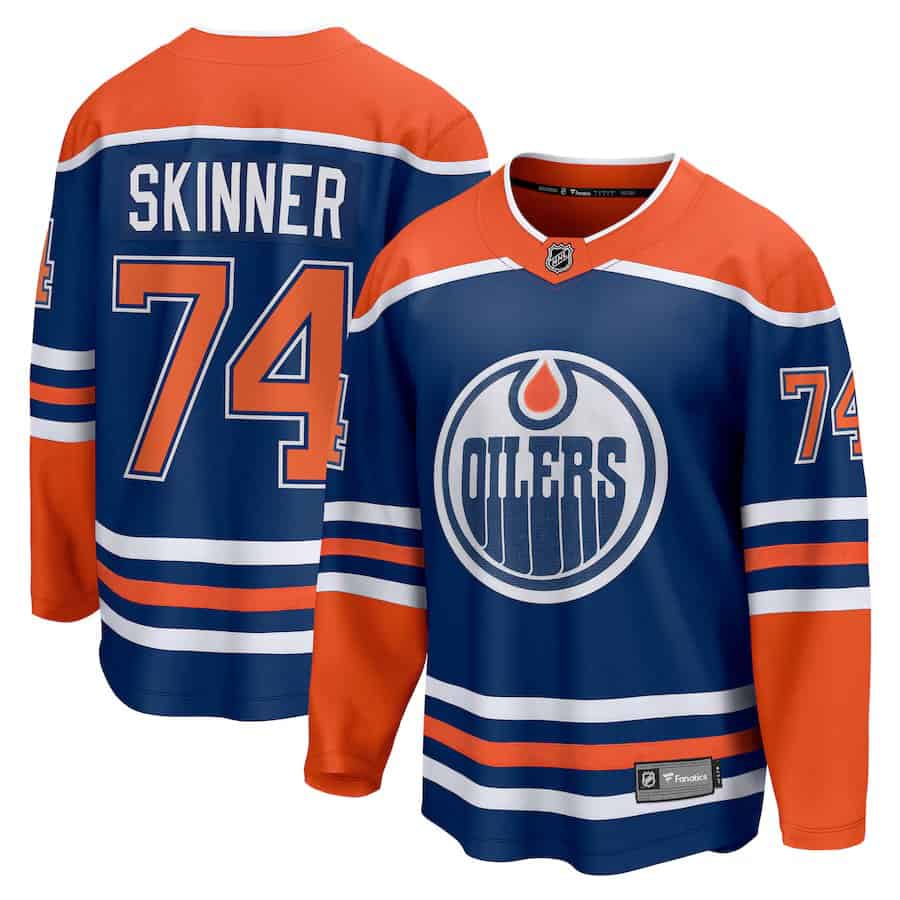 Men's Edmonton Oilers Stuart Skinner Fanatics Breakaway Home Royal ...