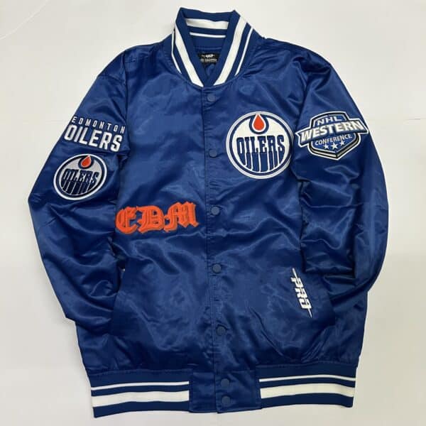 Men's Edmonton Oilers Pro Standard Old English Satin Jacket - Royal ...