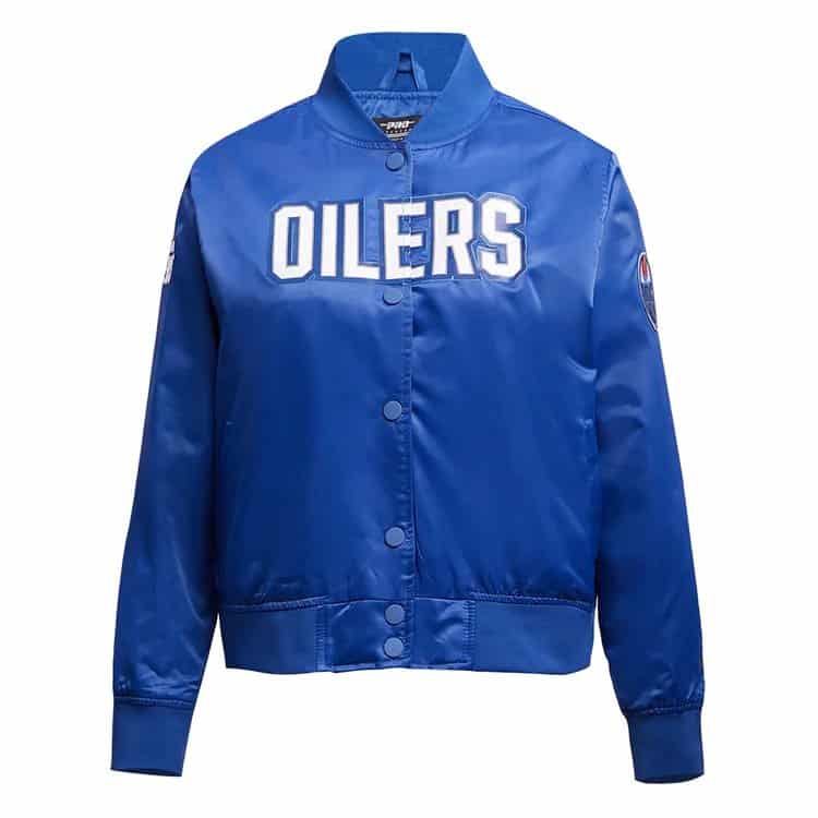 Women's Edmonton Oilers Pro Standard Satin Jacket - Royal - Sports Closet