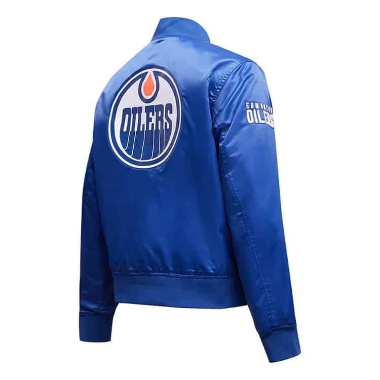 Women's Edmonton Oilers Pro Standard Satin Jacket - Royal - Sports Closet