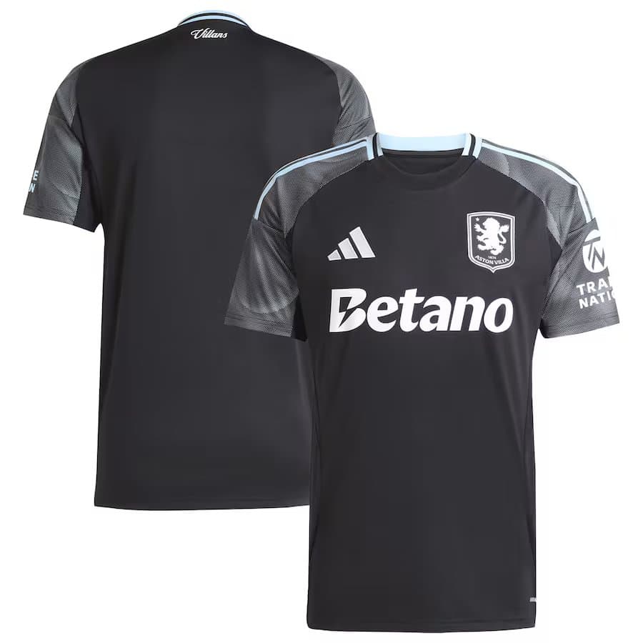 Men's Aston Villa Adidas 2025/26 Away Replica Jersey - Black - Sports ...