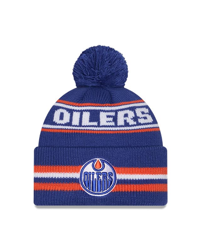 Edmonton Oilers New Era Classic Cuffed Knit Hat with Pom - Royal ...