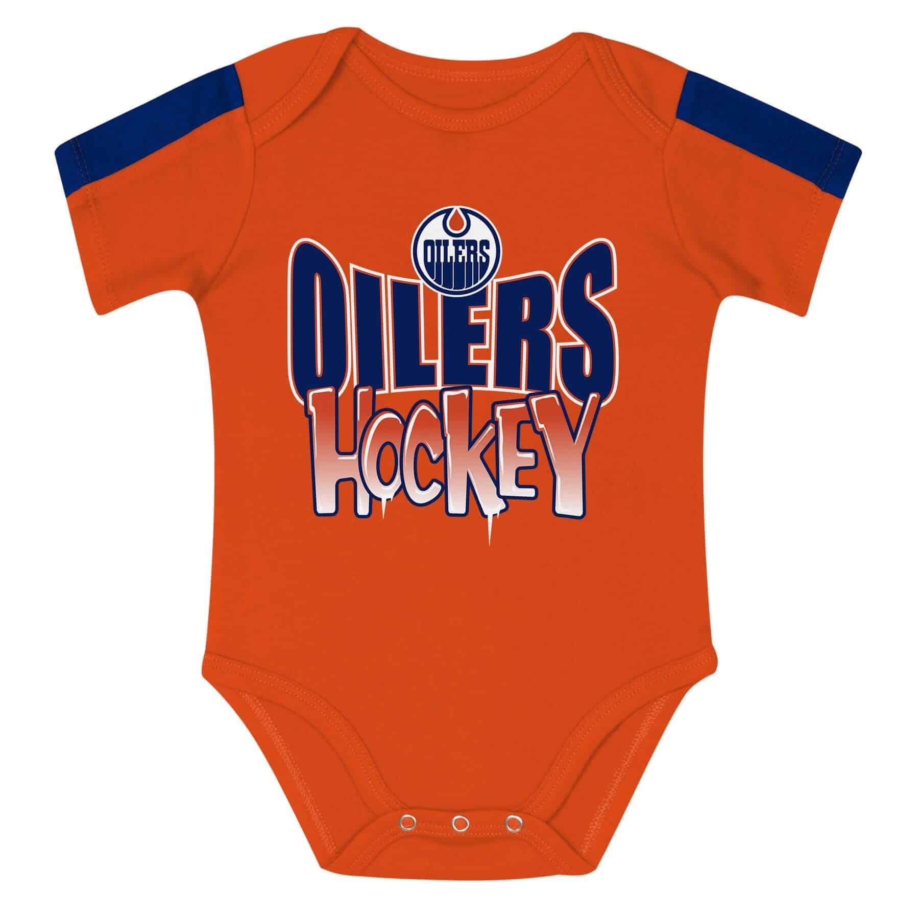 Infant Edmonton Oilers Wild Card 3 Piece Creeper Set - Sports Closet