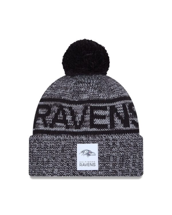 Baltimore Ravens New Era 2025 Sideline Cuffed Knit Hat with Pom - Black ...