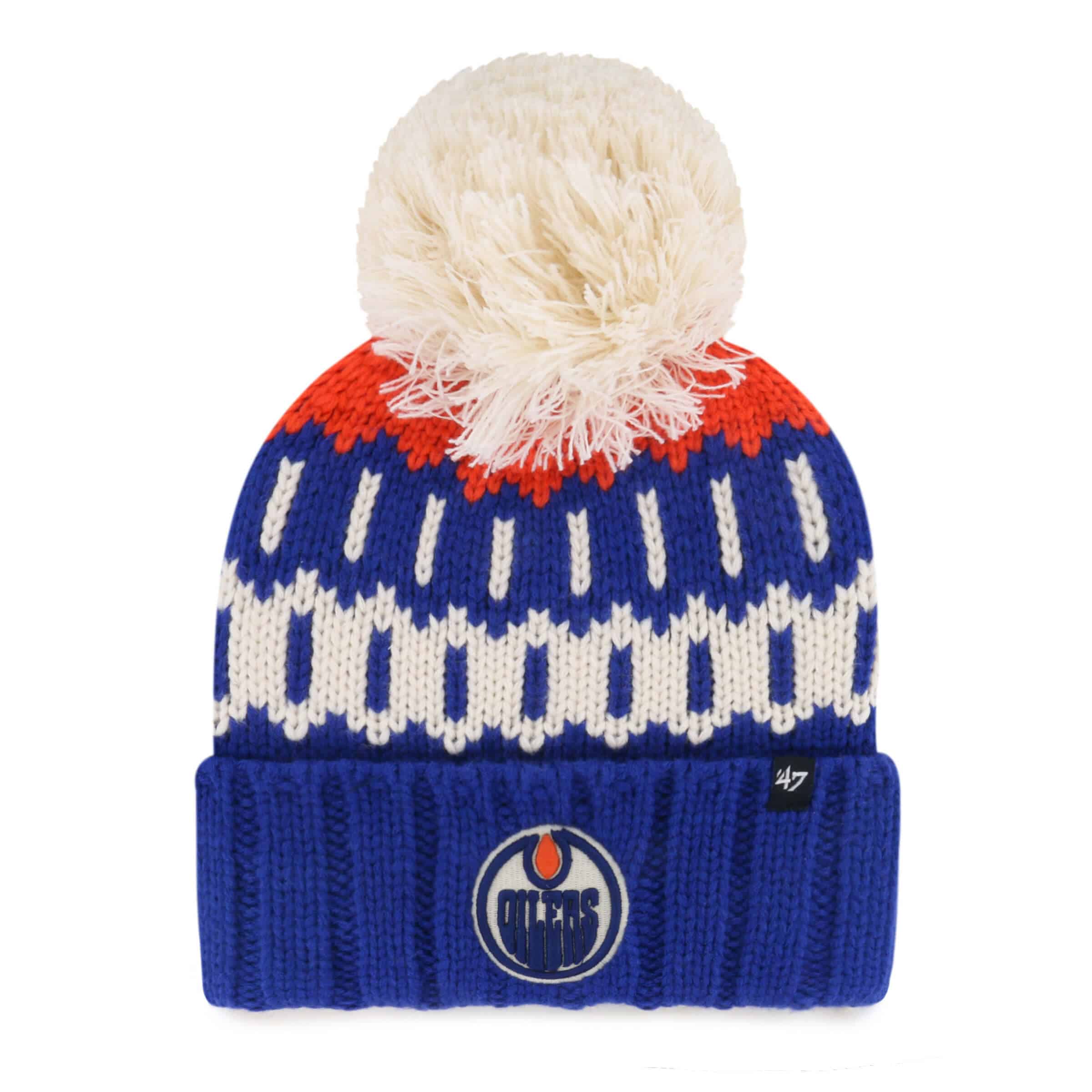 Women's Edmonton Oilers '47 Brand Felicity Cuffed Knit Hat with Pom ...
